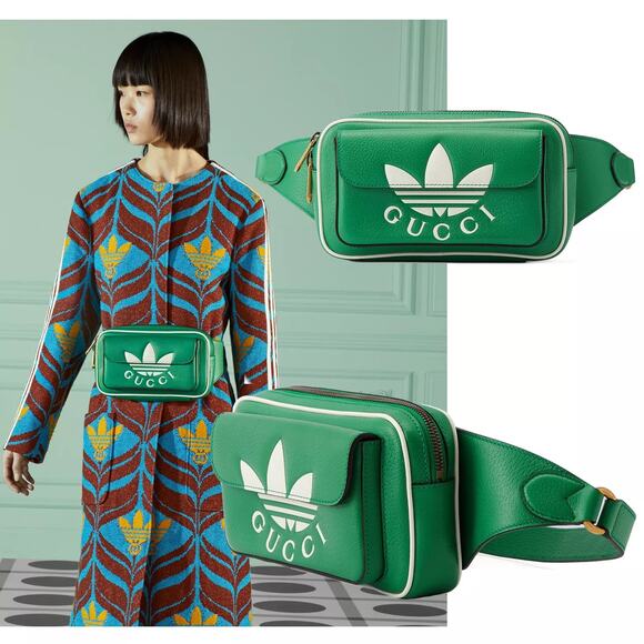 Gucci x Adidas | Bags | New Gucci X Adidas Trefoil Logo Waist Bag Green ...